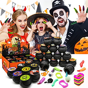 168 PCS Halloween Party Favors 24 Pack Prefilled Small Plastic Witch Cauldron Halloween Toys in Bulk Halloween Prizes Gifts for Kids Trick or Treat Halloween Goodie Bag Fillers Party Favor Toys