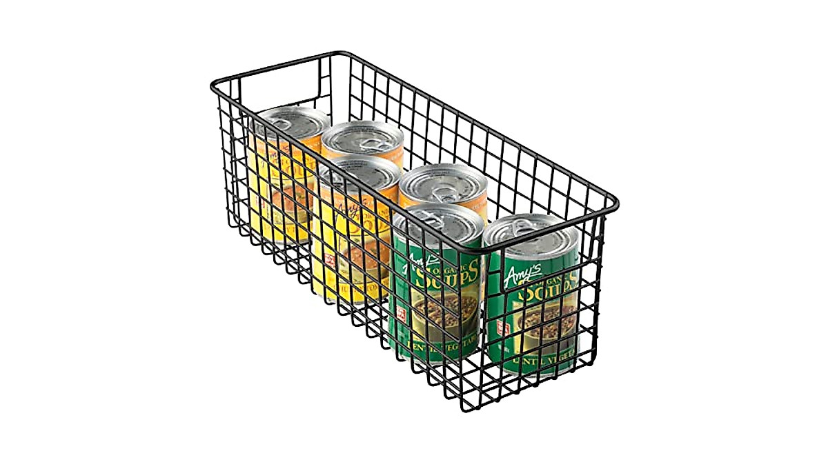 mDesign Slim Wire Storage Organizer Basket for Kitchen & Home