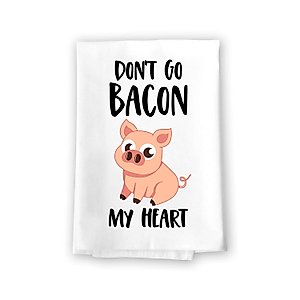 Honey Dew Gifts, Don't Go Bacon My Heart, 27 Inches by 27 Inches, All Around Kitchen Towel, Funny Bacon Towel, Decorative Kitchen Towels, Pig Towels Kitchen, Funny Bacon Themed Gifts,