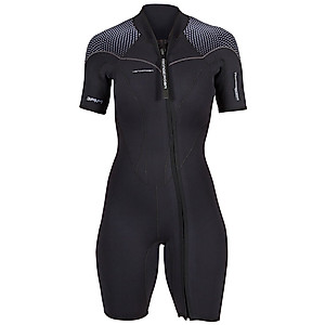 Henderson Women's 3mm Thermoprene Pro Front Zip Shorty Wetsuit, Black/Purple, 6