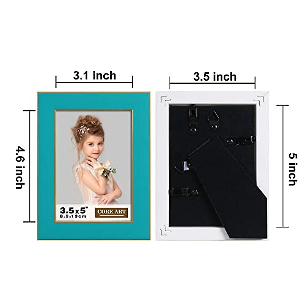 CORE ART 3.5x5 Picture Frames - Stylish Turquoise Set