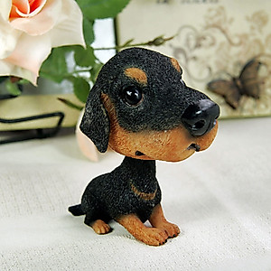 Bobbleheads for Car Dashboard, Cute Resin Bobble Head Dogs Car Dashboard Decorations, Dog Ornaments Puppy Shaking Head Toys Gifts for Car Vehicle Desk Tabletop Office Decor (Black and Tan Coonhound)