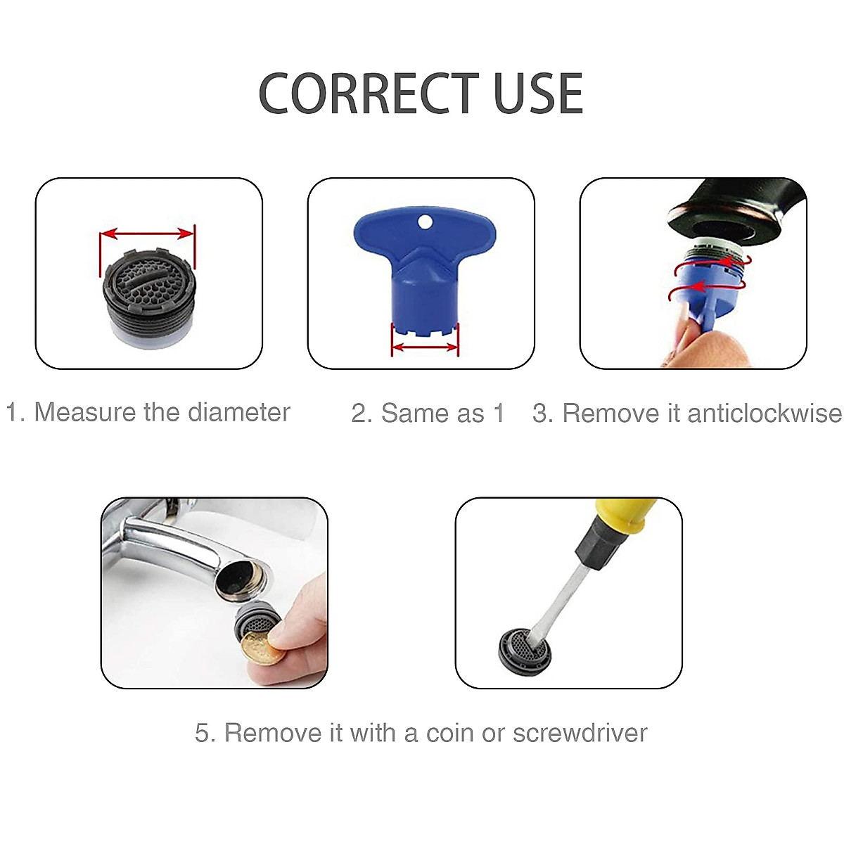 12 Pieces Moen Aerator Faucet Aerator Replacement for Sink Aerators and 5 Pieces Faucet Aerator Key Wrenches Removal Tool for Bathroom or Kitchen Sink