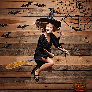 Medoore 4 Pack Halloween Witch Broom Plastic Witch Broomstick Cosplay Broom Props, Realistic Wizard Flying Broom Stick Accessory for Costumes
