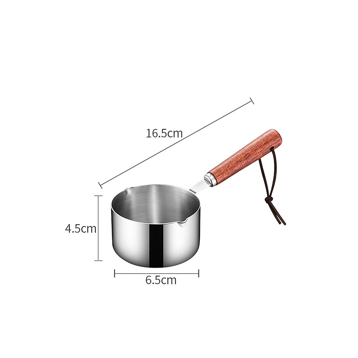Gralara Stainless Steel Mini Soup Pot Butter Melting Pot Milk Pan with Anti Scald Wooden Handle Small Saucepan for Reheating Soup Stovetop Camping , 125ml
