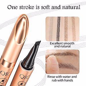 ObiPosay Waterproof Dark Brown Eyebrow Microblading Pen - Four Point Brow Pen for Natural-Looking Eyebrows, Long-Lasting and Smudge-Proof.(Dark Brown/02)