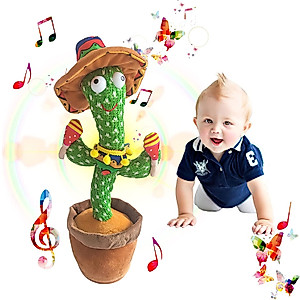 Vocloud Dancing Cactus Talking Cactus Baby Toys-Infant Tummy Time Toys for for 0-6 Months 6-12months 1 Year Old,Recording,Repeats What You say, Baby boy Girl Gifts