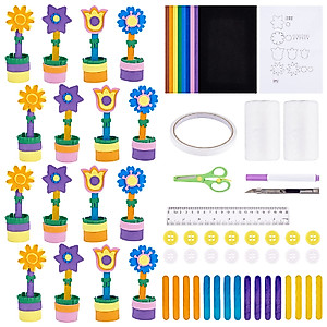 WEBEEDY 16 Set Foam Flower Craft Kit DIY Spring Crafts Make Your Own Flower Science and Garden Gift Easter Art Craft for Home Fun Game Activities