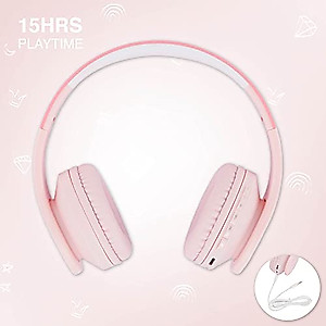PowerLocus Bluetooth Headphones for Kids, Wireless Foldable Headphones Over Ear, Headphone with Microphone, 85DB Volume Limit, Wireless and Wired Headset with Micro SD, FM for Cellphones, Tablets, PC