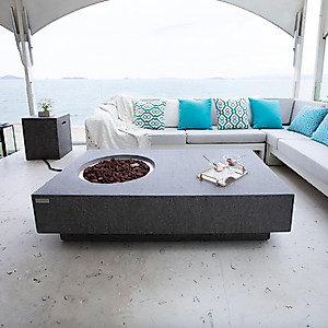 Elementi Modern Concrete Fire Pit, 56" x 32", Gray, Includes Lava Rocks, Natural Gas & Propane Compatible