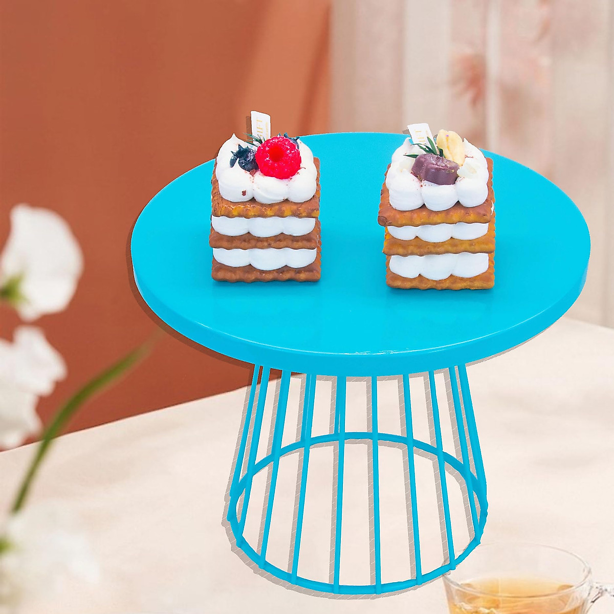 WeiteShow Party Cake Stand for Dessert Table- Cake Holder- Round Cake Stand or Cup Cake Stand,blue-10”