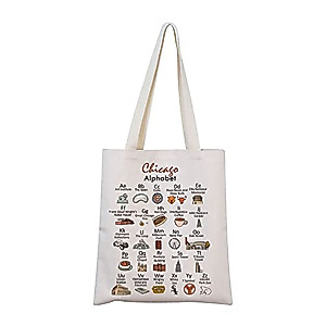 MNIGIU Chicago Canvas Tote Bag Chicago State Gift Chicago Eco Tote Bag Reusable Bag Welcome Bag (Shopping Bag CA)