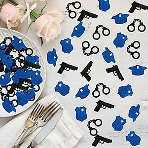 ShuanQ 120pcs Officer Confetti - Congrats Officer Grad Party Sign - Officer Birthday Party Decoration Scatters for DIY Crafts - Police Caps Handcuffs Guns Glitter Cutous