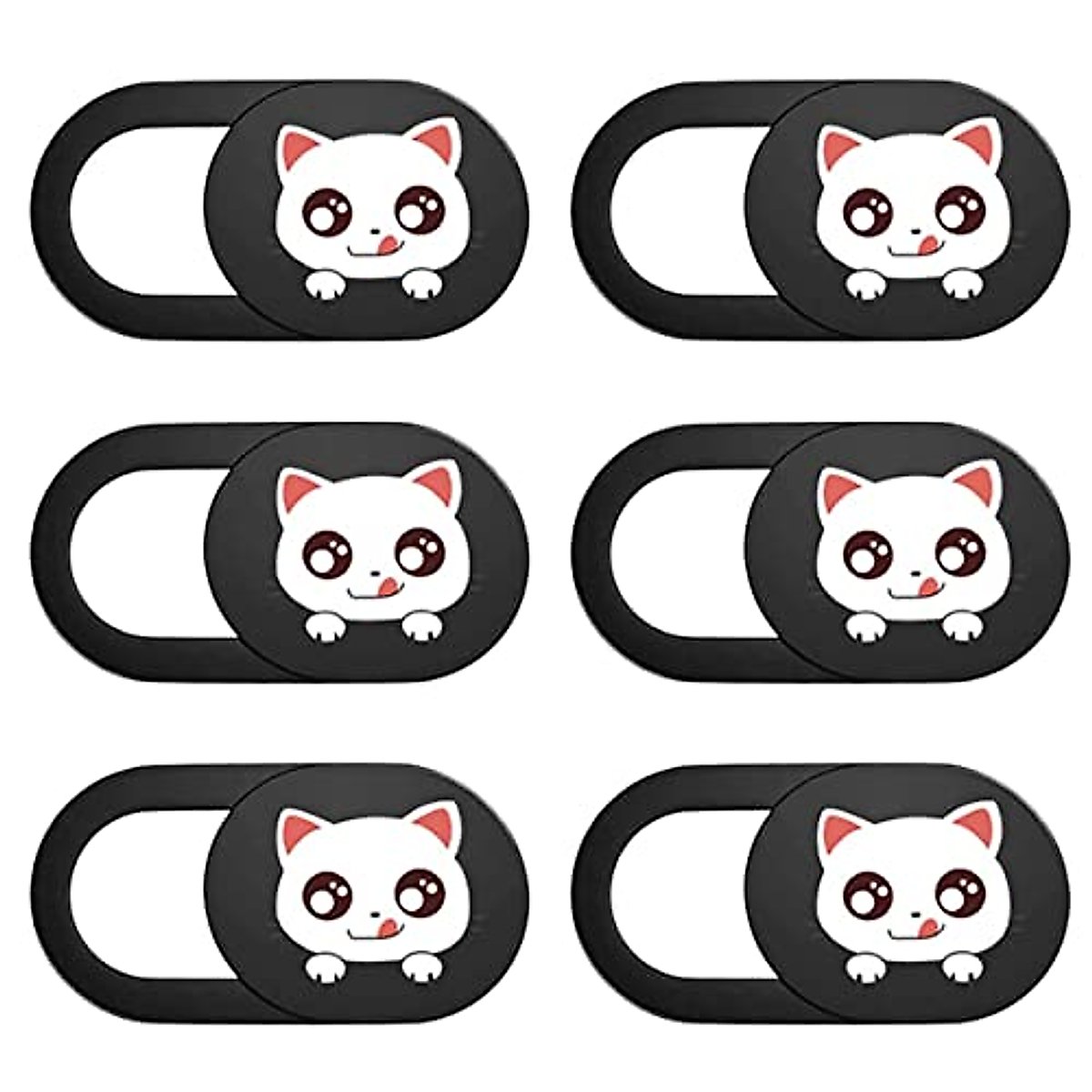 SOLUSTRE Tableta 6pcs Thin Tablet Office Privacy Laptop Lovely Smartphone Computer for Animal Sticker Web Camera Anti Ultra Slide Kitten Pattern Blocker Slider Lens Cartoon Cat Camera Slider