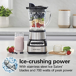 Hamilton Beach Wave Crusher Blender with 40 Oz Glass Jar and 14 Functions for Puree, Ice Crush, Shakes and Smoothies, Stainless Steel (54221)