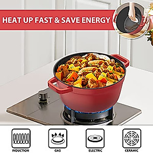 Dezin Dutch Oven, 4.2 Quart Non-stick Enamel Coated Dutch Oven with Handle for Roasting and Braising, Cast Aluminum Dutch Oven Pot with Lid for Gas, Electric Induction, Hot Plate
