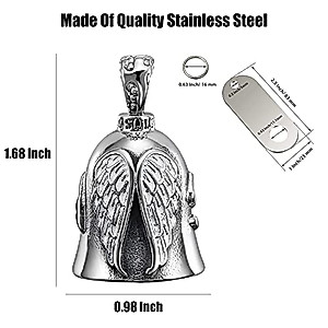 Motorcycle Bell Guardian Angel Wing - Good Luck Bell Keychain For Motorcycles Bikes Pets With Wing Pendant & Drive Safe Cycling Accessories For Bikers Riders With 1 Necklace 2 Hangers | Angel Wings