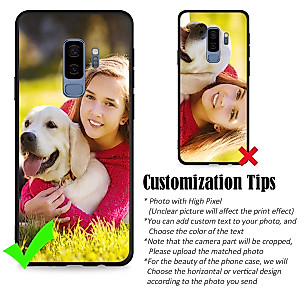 Personalized-Custom Phone Case for Samsung Galaxy S9 Plus with Picture Photo Text Name - Customized S9Plus Cellphone/Smartphone/Mobilephone Soft Thin Cover (Black) 6.2 Inch