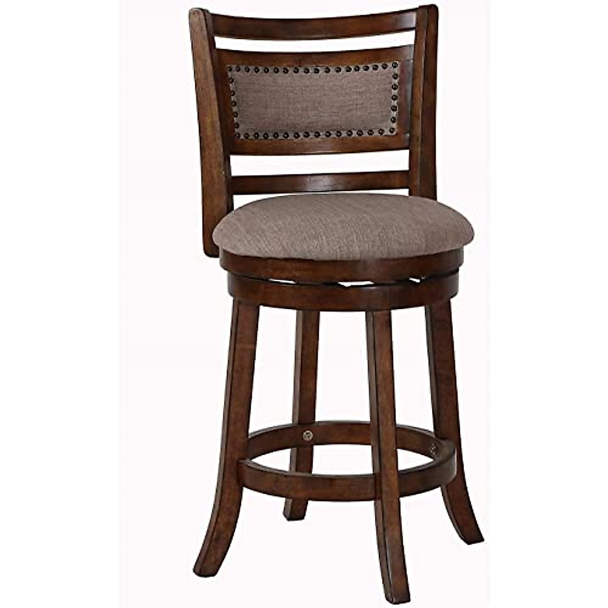 New Classic Furniture Aberdeen Counter Swivel Bar Stool with Open Back and Fabric Upholstered Seat & Back Rest, 24-Inch, Brown