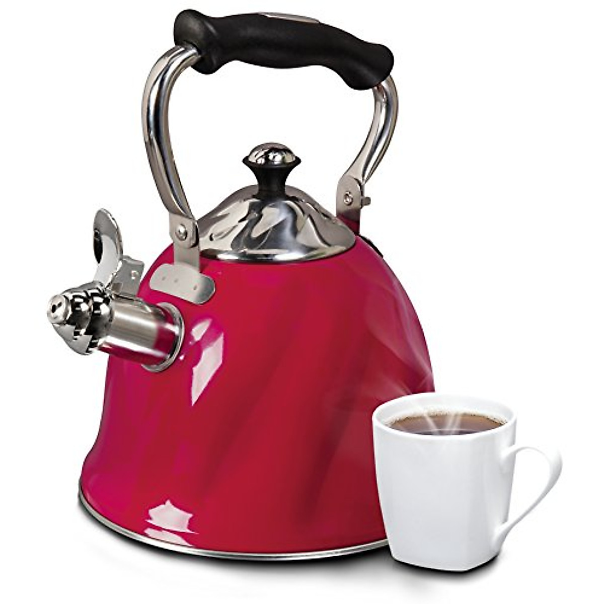 Mr Coffee Alderton Whistling Tea Kettle, 2.3 Quarts, Red