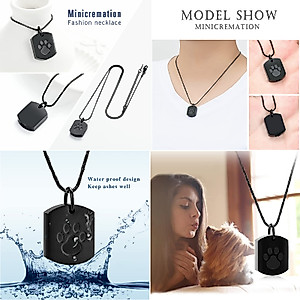 Minicremation Cremation Jewelry Urn Necklace for Ashes for Pet, Paw Print Memorial Ash Jewelry, Keepsake Pendant for Pet's Cat Dog's Ashes with Filling Kit