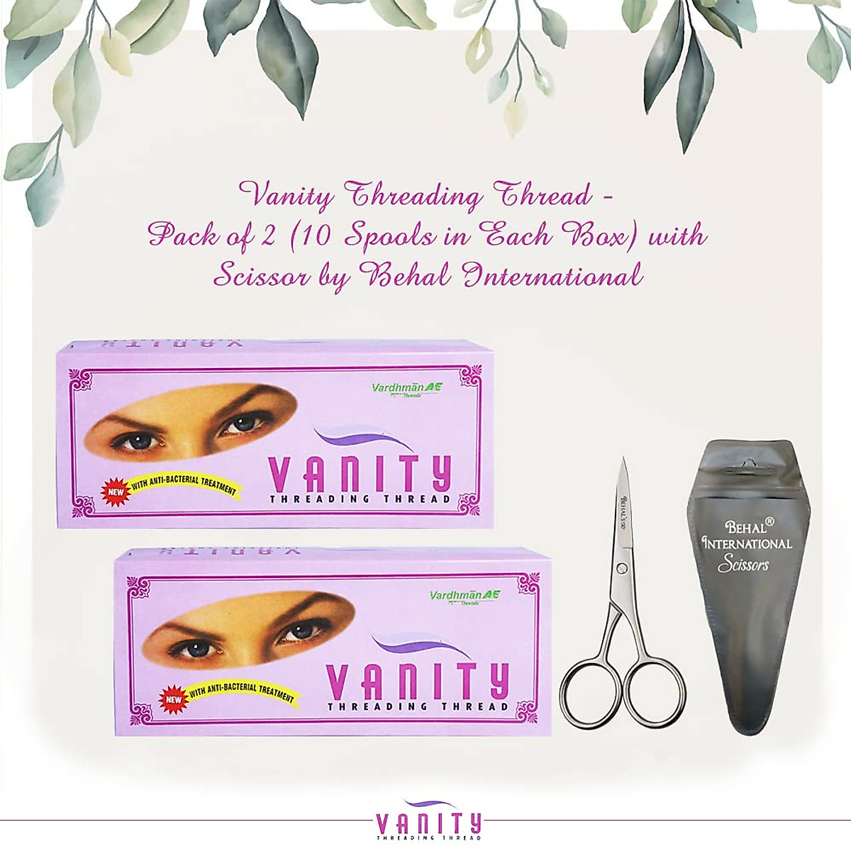Vanity Threading Thread - Pack of 2 (10 Spools in Each Box) with Scissor by Behal International