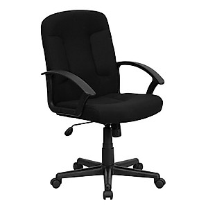 Flash Furniture Mid-Back Black Fabric Executive Swivel Office Chair with Nylon Arms