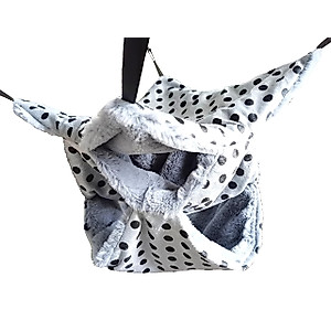 WOWOWMEOW Small Animals Plush Hammock Rat Ferret Triple Bunkbed Hammocks Cage Hanging Warm Hideout for Sugar Glider Squirrel (Small, Dots-Grey)