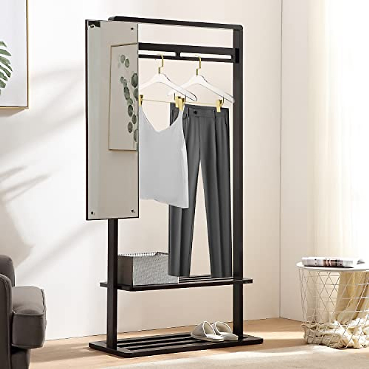 Quality Clear Acrylic Skirt Pant Hangers with Clips – 4 Pack, Stylish Clothes Hanger with Gold Hooks - Coat Hanger for Dress, Suit - Closet Organizer Adult Hangers - Cloth Hangers (Gold Hook, 4)