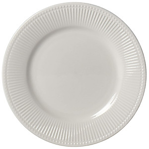 Tabletops Gallery Embossed Bone White Porcelain Round Dinnerware Collection- Chip Resistant Scratch Resistant, Fleur 16 Piece Dinnerware Set (Dinner Plate, Salad Plate, Cereal Bowl, Mug)