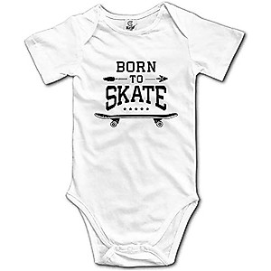 Skateboard Born to Skate Infant Cotton Short Sleeves Bodysuits Playsuit Clothes for Newborn White