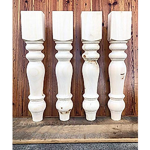 CAROLINA LEG CO. Chunky Pine Dining and Bench Combo - Farmhouse Legs - Set of 4 Dining and Bench Legs - Unfinished - Made in NC