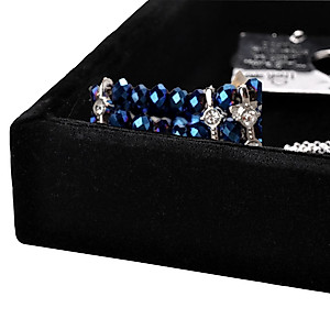 Yerwal Jewelry Tray, Velvet Jewelry Tray Showcase Display Organizer for Ring Earring Necklace Pendants Bracelet (Black#1)