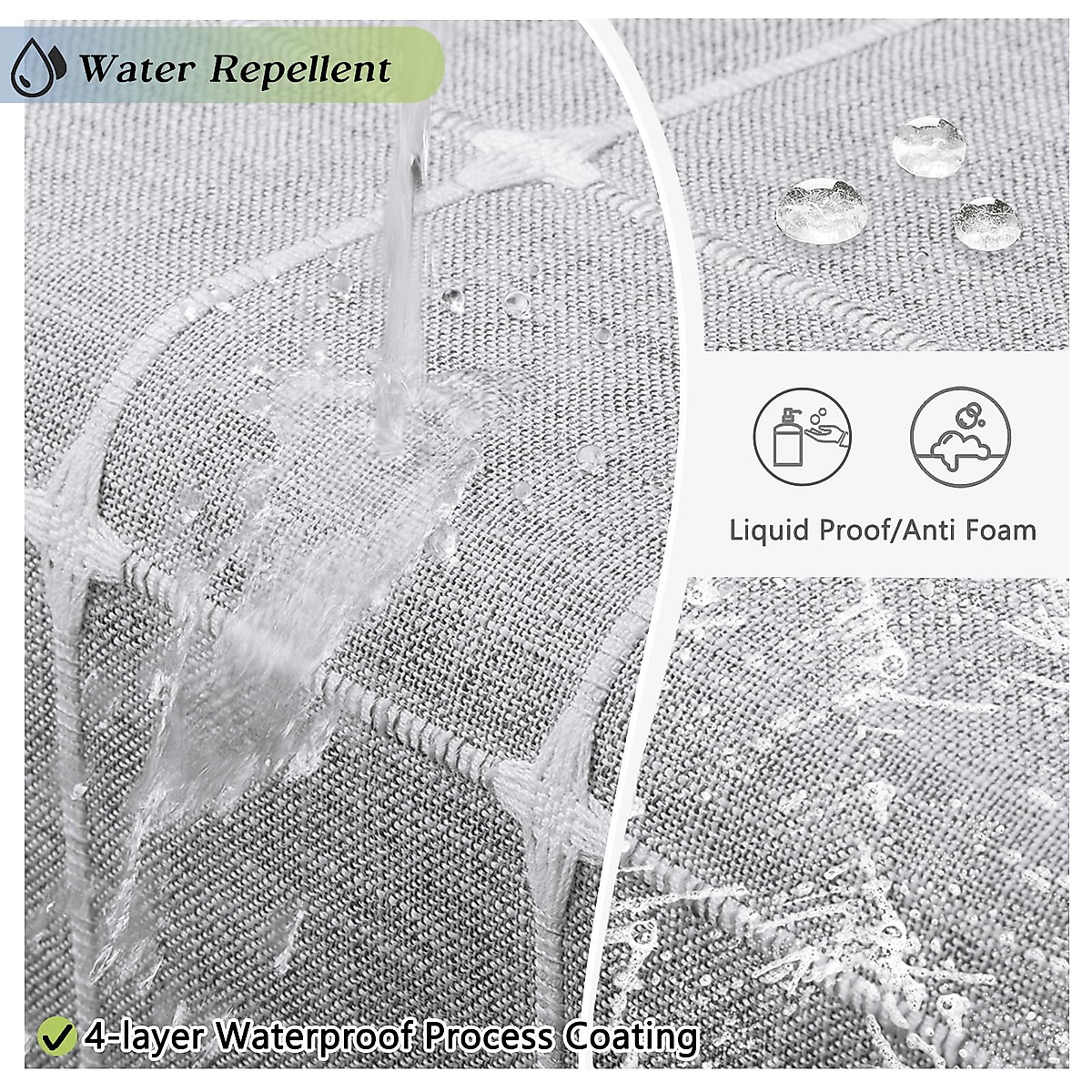 Boho Long Shower Curtain, 72x78 Inches Long Linen Thick Fabric Shower Curtain with Tassels,Tall Modern Farmhouse Neutral Textured Cloth Shower Curtains for Bathroom, Water Repellent, 72x78, Gray/Grey