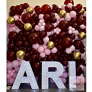 Burgundy and Gold Balloons Garland 127 pcs Confetti Metallic Pastel Latex Balloons kit for Baby Shower Birthday Christmas Graduation or Friend & Family Party Decorations.