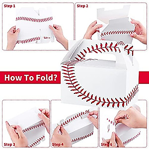 durony 6.2" Baseball Favor Boxes 24 PCS Cardboard Treat Boxes Baseball Sports Theme Party Gift Box Candy Snack Goodie Bags for Kids Adults Baby Shower Baseball Party Supplies