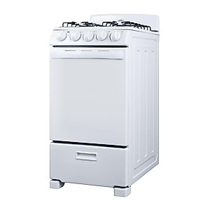 Summit 20” Gas Range, 4 Burners, Full 2.3 cu.ft Oven - (ADA Compliant) - RG200WS