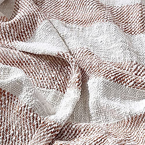 Brielle Home Lara Striped Cotton Throw Blanket, Spice, 50x60