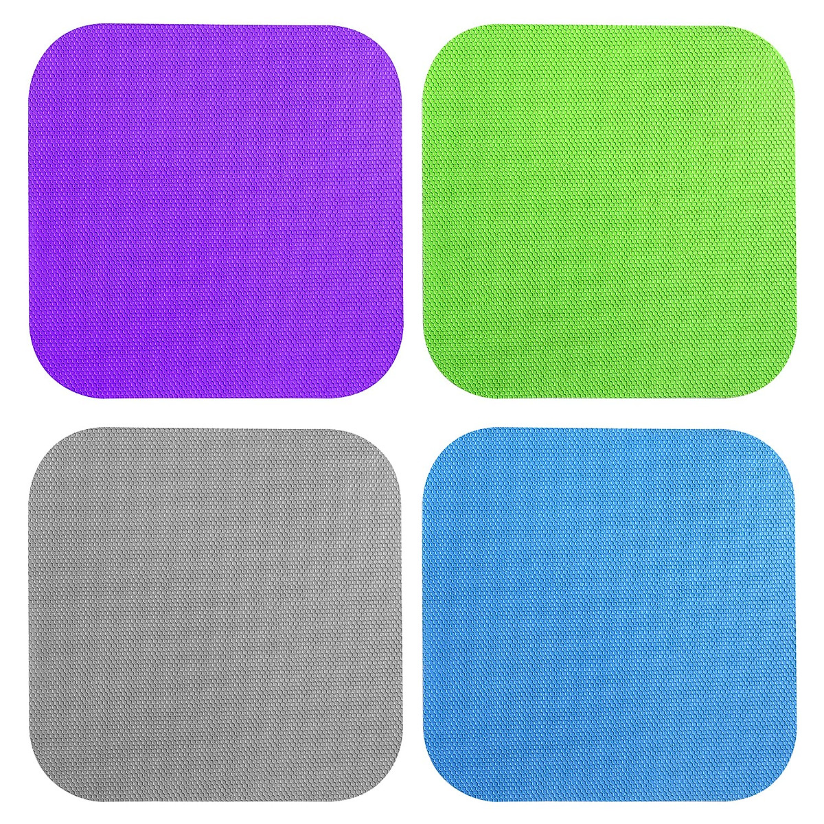 4pcs Jar Gripper Pads, Multifunctional Rubber Jar Gripper Pads Square-Shaped Jar Opener Grippers Kitchen Coaster for Elderly Children Women Weak Hands (4 Colors)