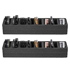 Polar Whale 2 Compact Organizer Stands Premium Durable Black Foam Tray Washable Waterproof Insert Storage for Home Bathroom Bedroom Cosmetic 13.7 x 4.1 x 2 Inches 8 Compartments