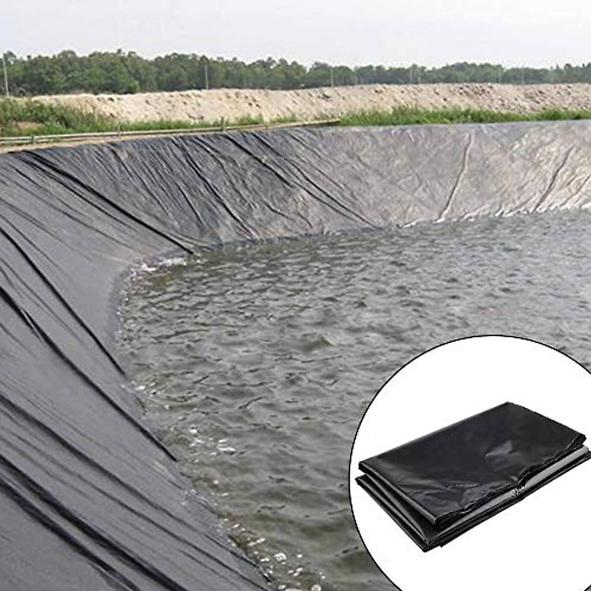 Firlar Rubber Pond Liner Black Pond Liner for Water Garden Ponds Streams Fountains, 6 x 6.6 Feet