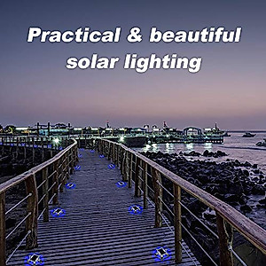 VOLISUN Solar Dock Lights Driveway Deck Lights, 12-Pack Waterproof 600mAh Outdoor LED Aluminum Dock Lighting Warning Step Lights for Driveway Sidewalk Garden Pathway Yard(Blue)