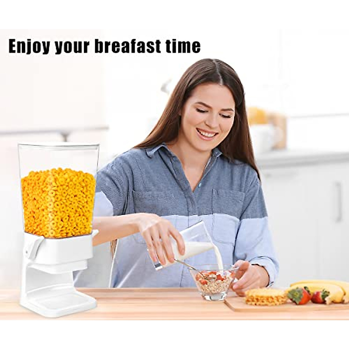 ANRANJU Cereal Dispenser Countertop,Large Cereal Containers Storage Dispenser Dry Food Dispenser Countertop Rice Candy Dispenser Machine Cereal Organizer for Trail Mix, Granola,Nuts,Beans(5500ml)