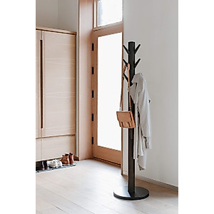 Umbra Flapper Coat Rack, Clothing Hanger, Umbrella Holder, and Hat Organizer, Great for Entryway, Black/Walnut (320361-048)
