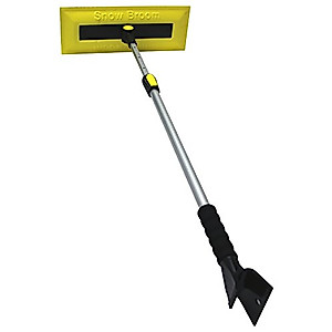 Emsco Group 1719-1 Bigfoot 52" Telescoping Snowbroom with 16" Swiveling Foam Blade Dual-Head Ice Scraper Brush Snow Broom
