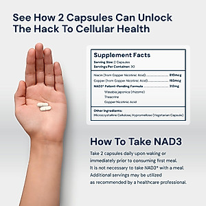 HPN NAD+ Booster (NAD3), Anti Aging Cell Booster, NRF2 Activator, Nicotinamide Riboside Alternative, NAD Supplement Natural Energy, Longevity, and Cellular Health, 312 Mg per Serving (1 Month Supply)