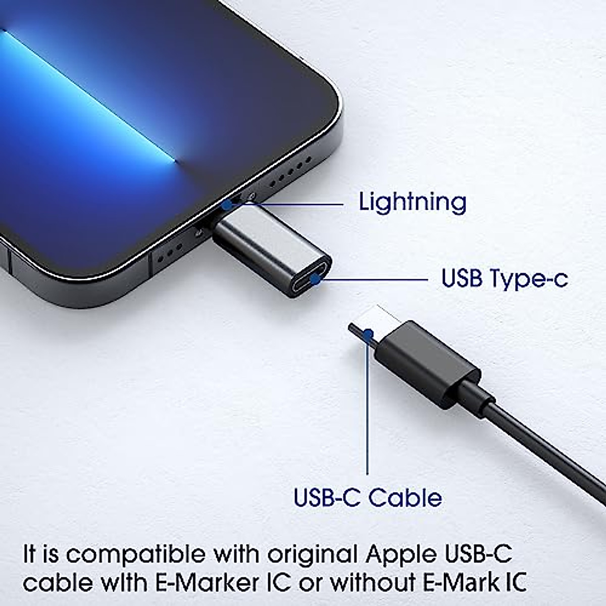 TechMatte USB C to Lightning Adapter, 1.9A 10W Standard Charging Support Data Transmission, Compatible with iPhone 14/13/12/11 Pro Max Mini/X/XR/XS/SE/iPad/iPod/AirPods, with Anti-Lost Holder