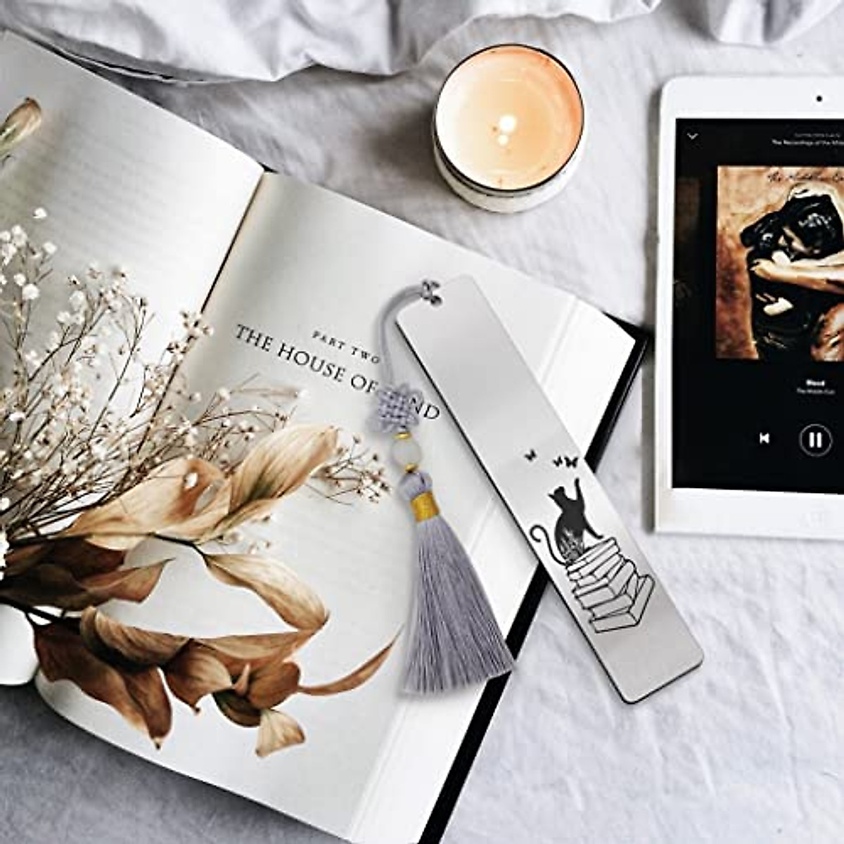 Ptzizi Funny Metal Engraved Cat Bookmark with Tassel Inspirational Bookmark Clip for Friends Teachers Students Book Lovers Cat Lovers Retirement Teacher's Day Graduation Christmas Birthday Gifts