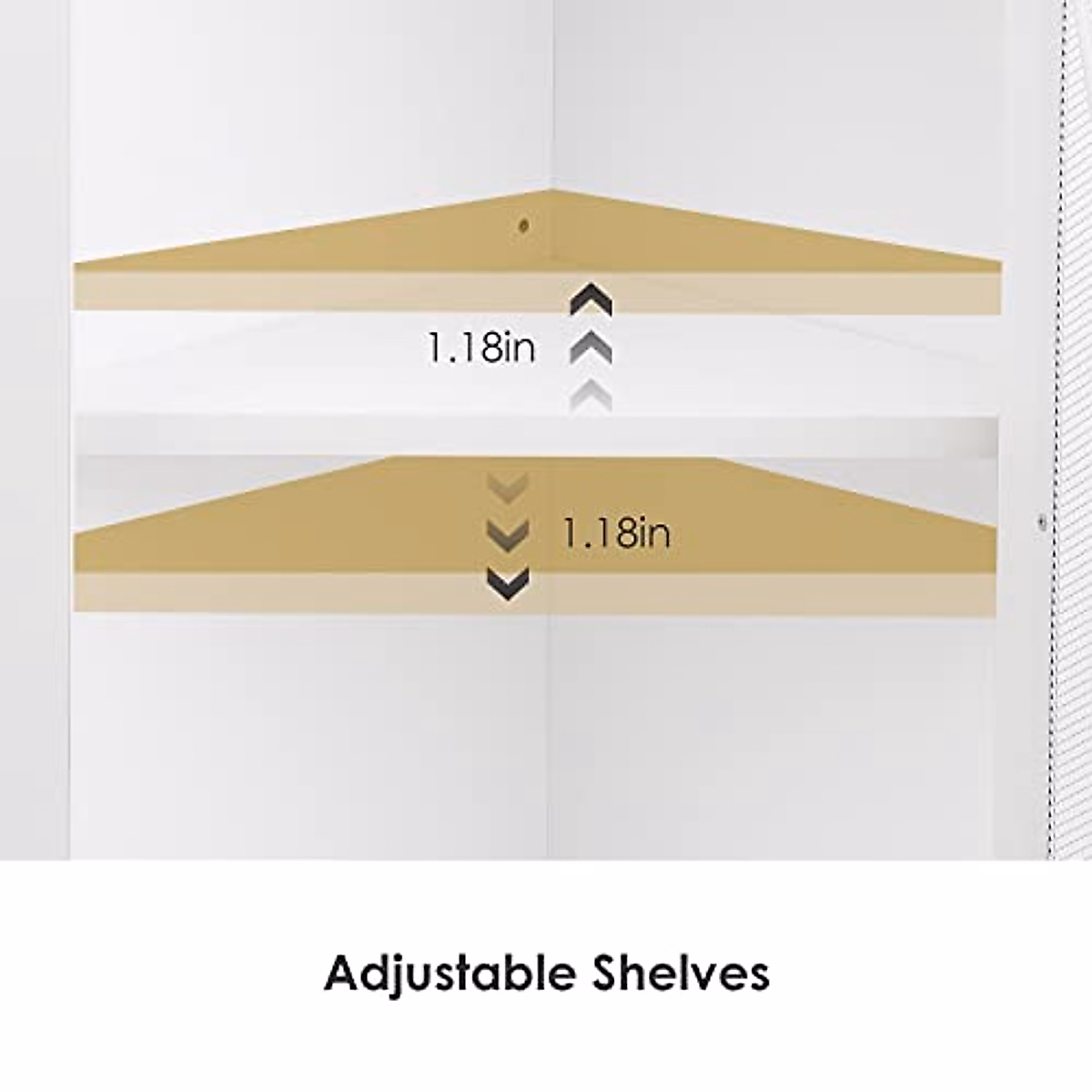 HITHOS 71" Tall Corner Shelf, 6-Tier Corner Bookcase, Gold Bookshelf with Storage Cabinet, Modern Display Shelf, Free Standing Storage Rack Plant Stand for Living Room, Bedroom, Home Office, White