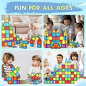GEPER 32PCS Magnetic Tiles, Beginner Set Toddler Toys Girls & Boys, Magnetic Building Blocks Toys for 3+ Year Old, Ideal Gift STEM Toys, Montessori Learning Sensory Magnet Tiles for Kids 3-4 Birthday
